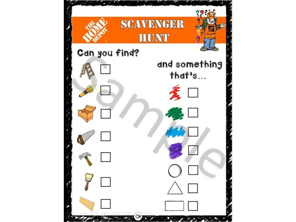 Construction Party Scavenger Hunt: Home Depot Kids Activity (printable ...