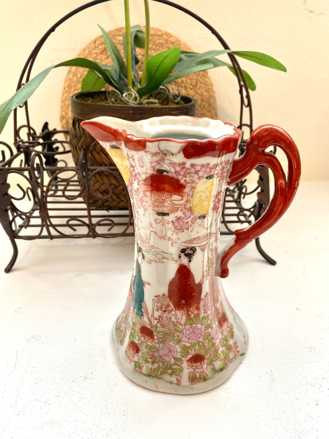 Japanese Geisha Girls Pitcher, Hand Painted Pitcher, Vintage Japanese ...