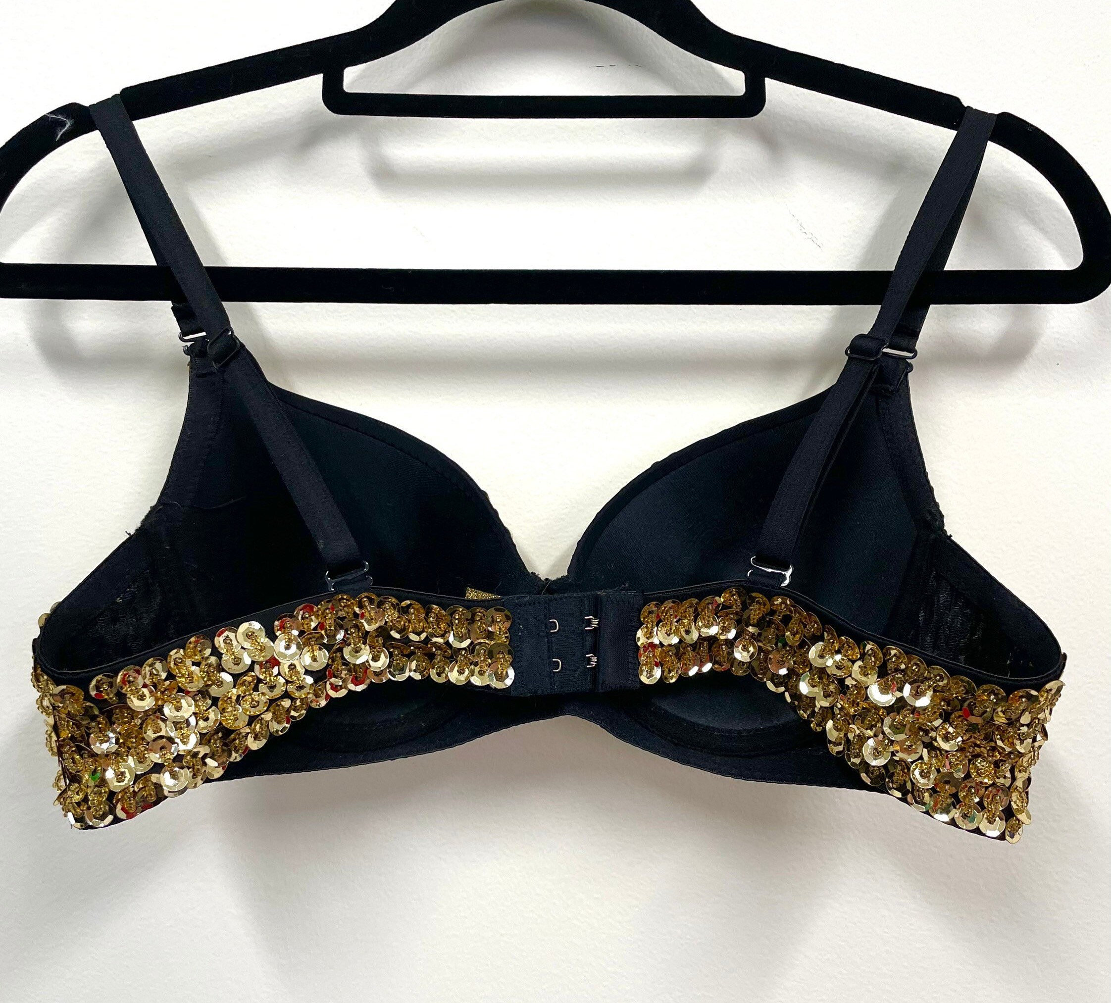 90s Y2K Gold Sequin Bra Top Madonna Spice Girls Lady Gaga Diva Club ...