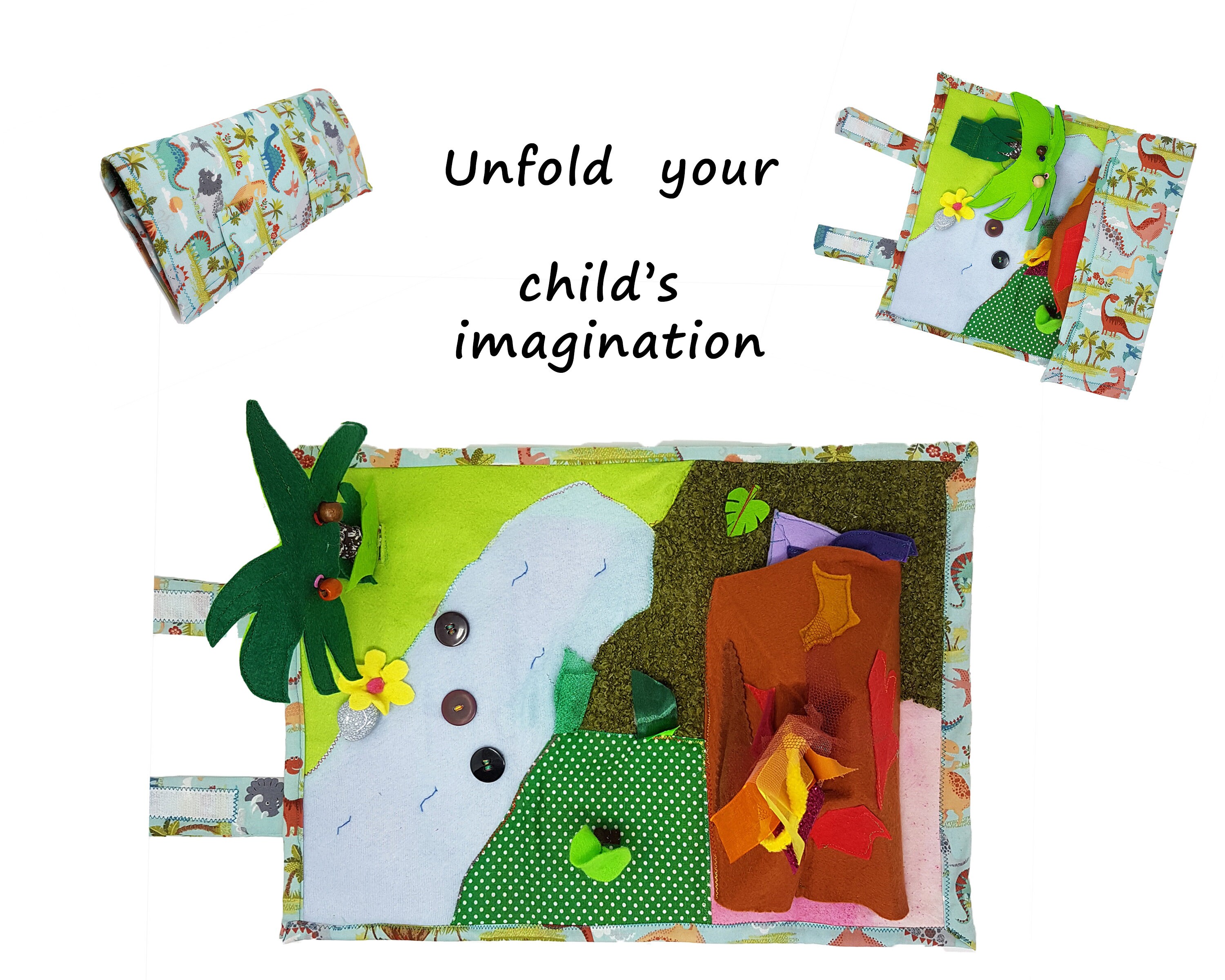 Dinosaur Land Play Mat Roll up Quiet Play Mat Quiet Book - Etsy