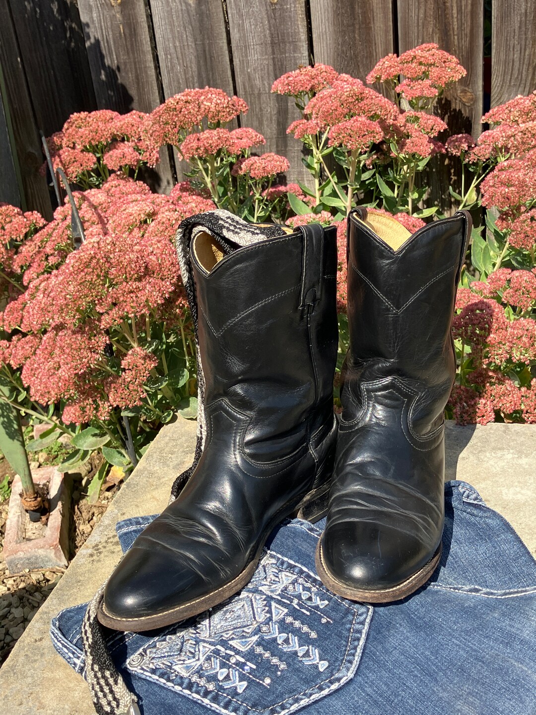Vintage J . Chisholm Mens Black Roper Boots , Size 9 D - Etsy