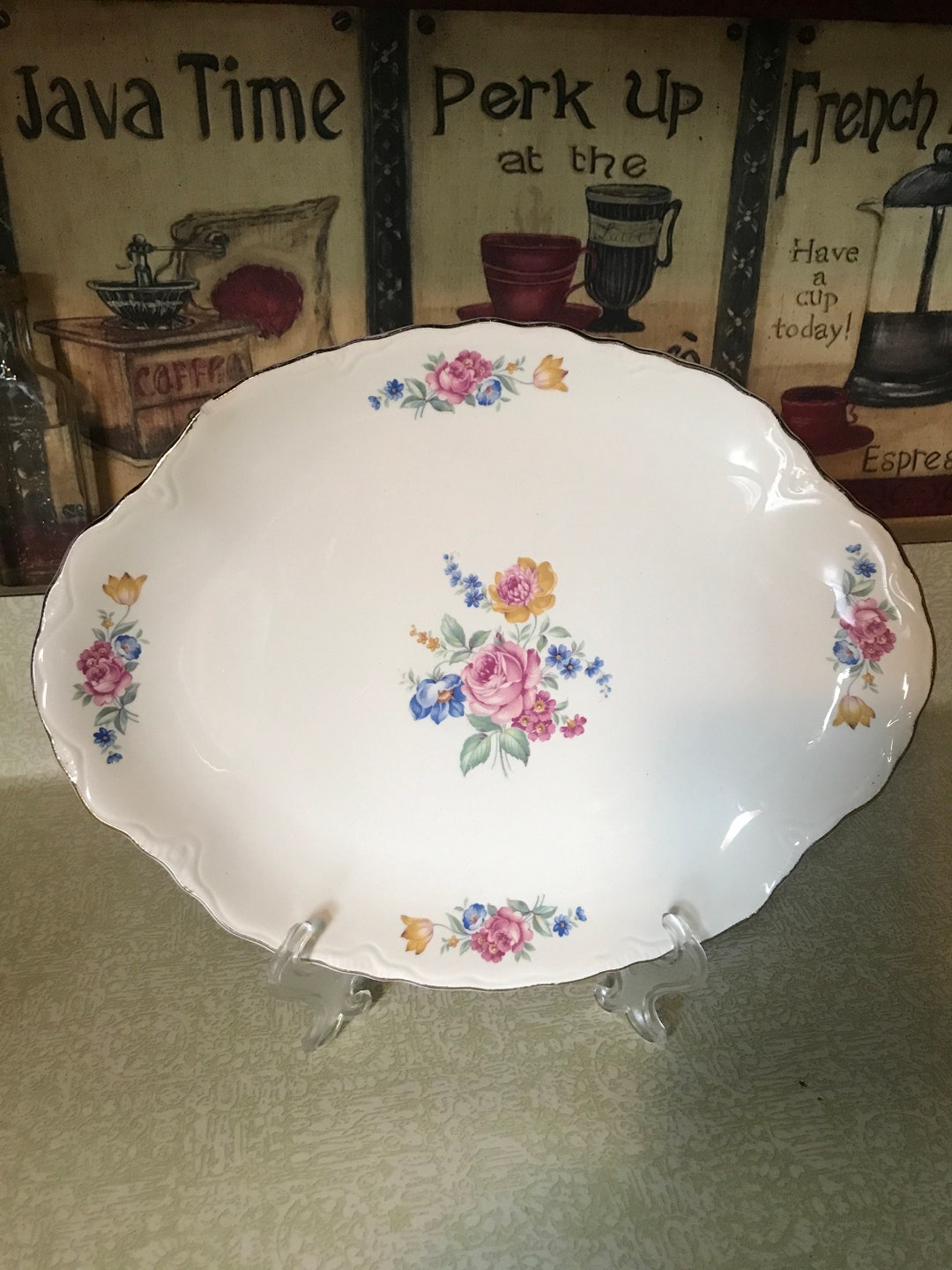 Vintage Platter With Beautiful Floral Pattern - Etsy