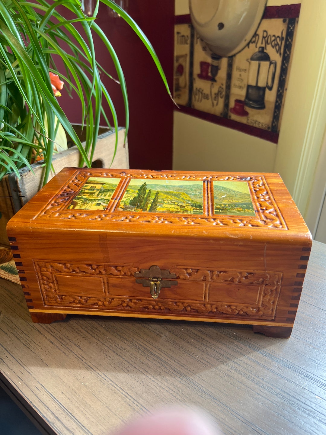 Vintage Cedar Jewelry Box , Treasure Box, With Mirror - Etsy