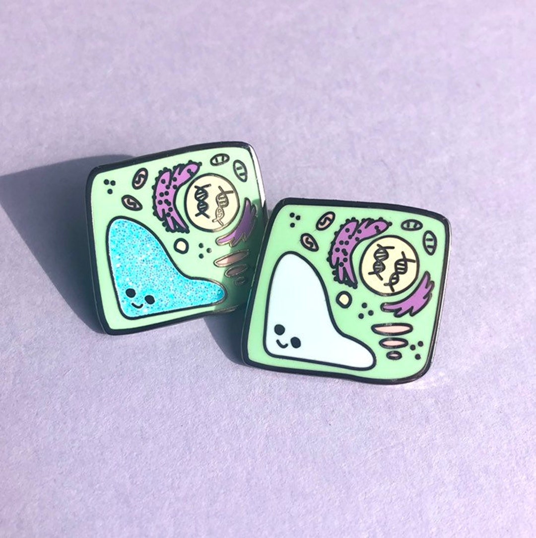 Cell Cutie Enamel Pins -white Enamel- Animal, Plant, Bacteria Cells 1 ...