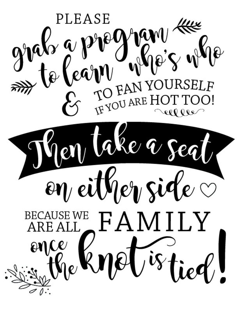 Wedding Sign Template Seating Program Sign | Etsy