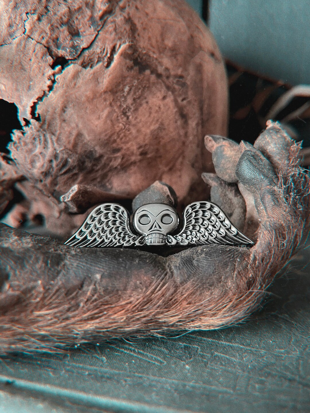 Deaths Head - 3D Antique Nickel Pin, 17th Century New England Tombstone ...