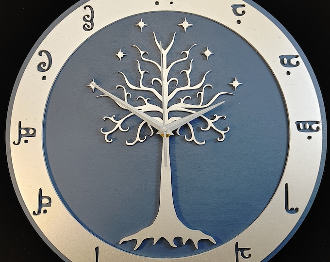 12 Elven Tree Clock blue/silver - Etsy