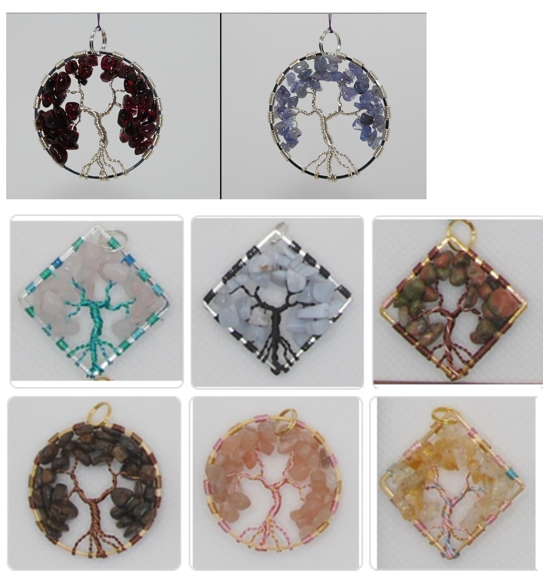 Stone Chip Seed Bead Tree of Life Pendant no Chain Included Listing 3 ...