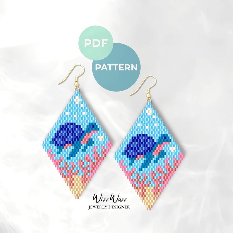 Sea Turtle Earrings Pattern PDF | Brick Stitch Beaded Earrings | Beach ...