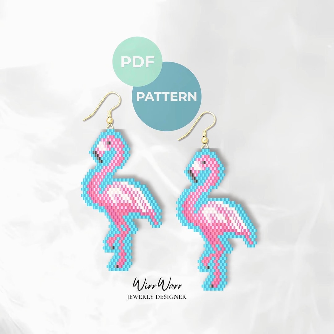 Flamingo Earrings Pattern PDF | Brick Stitch Beaded Earrings | Tropical ...
