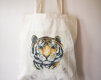 Tote Bag With Tiger Design - Etsy UK