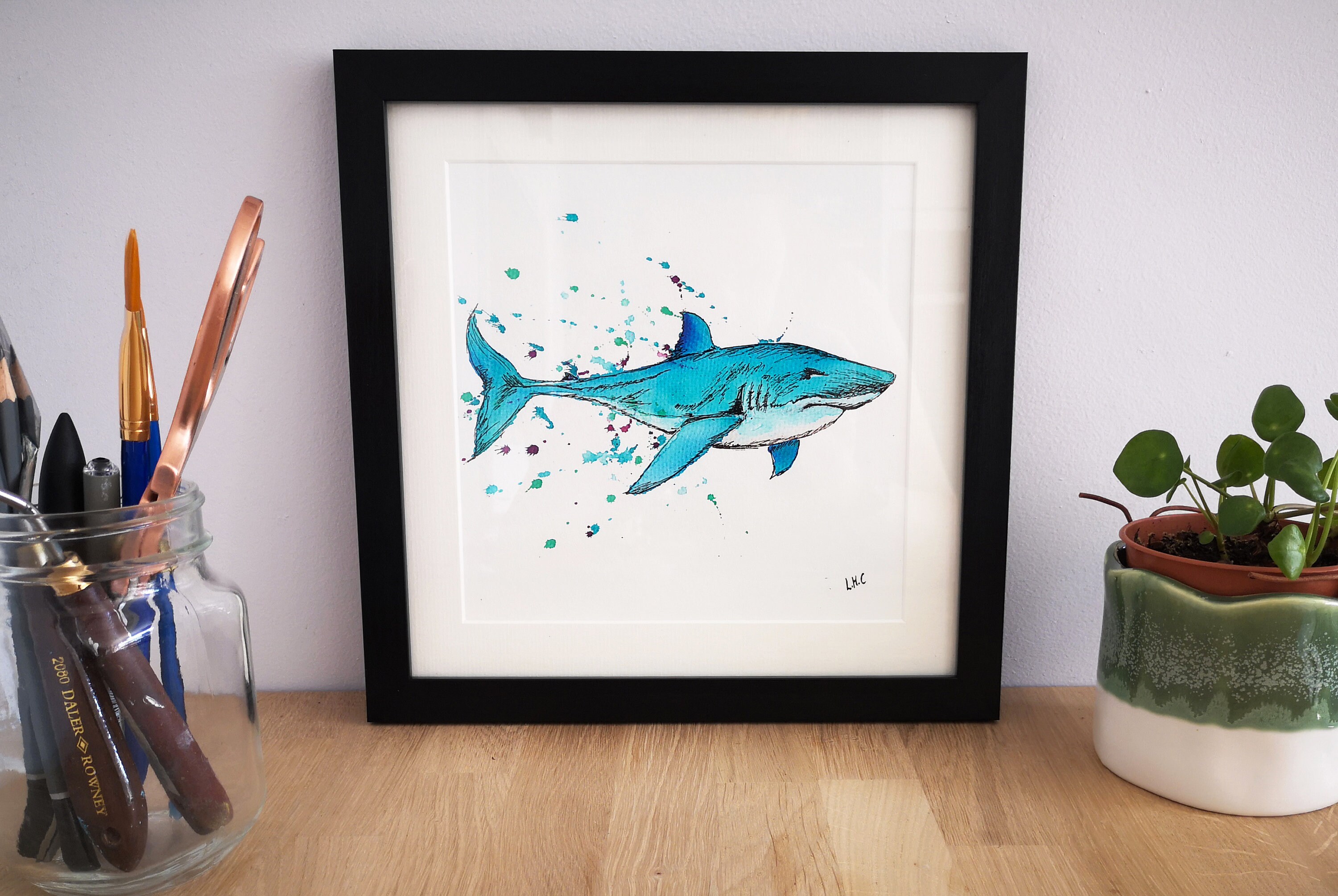 The Shark Print, Illustrated Artwork, Shark Illustration, Shark Design ...