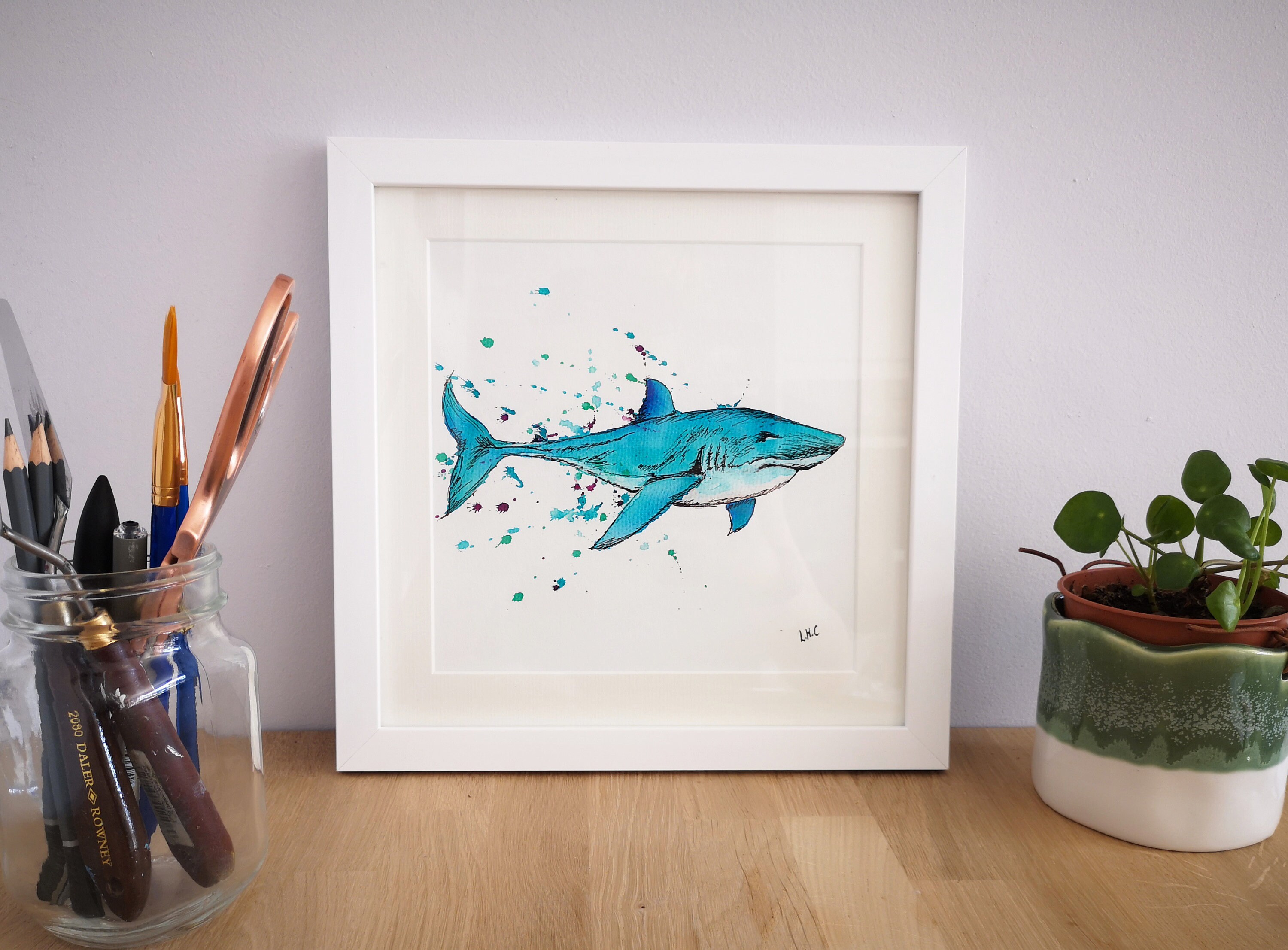 The Shark Print, Illustrated Artwork, Shark Illustration, Shark Design ...