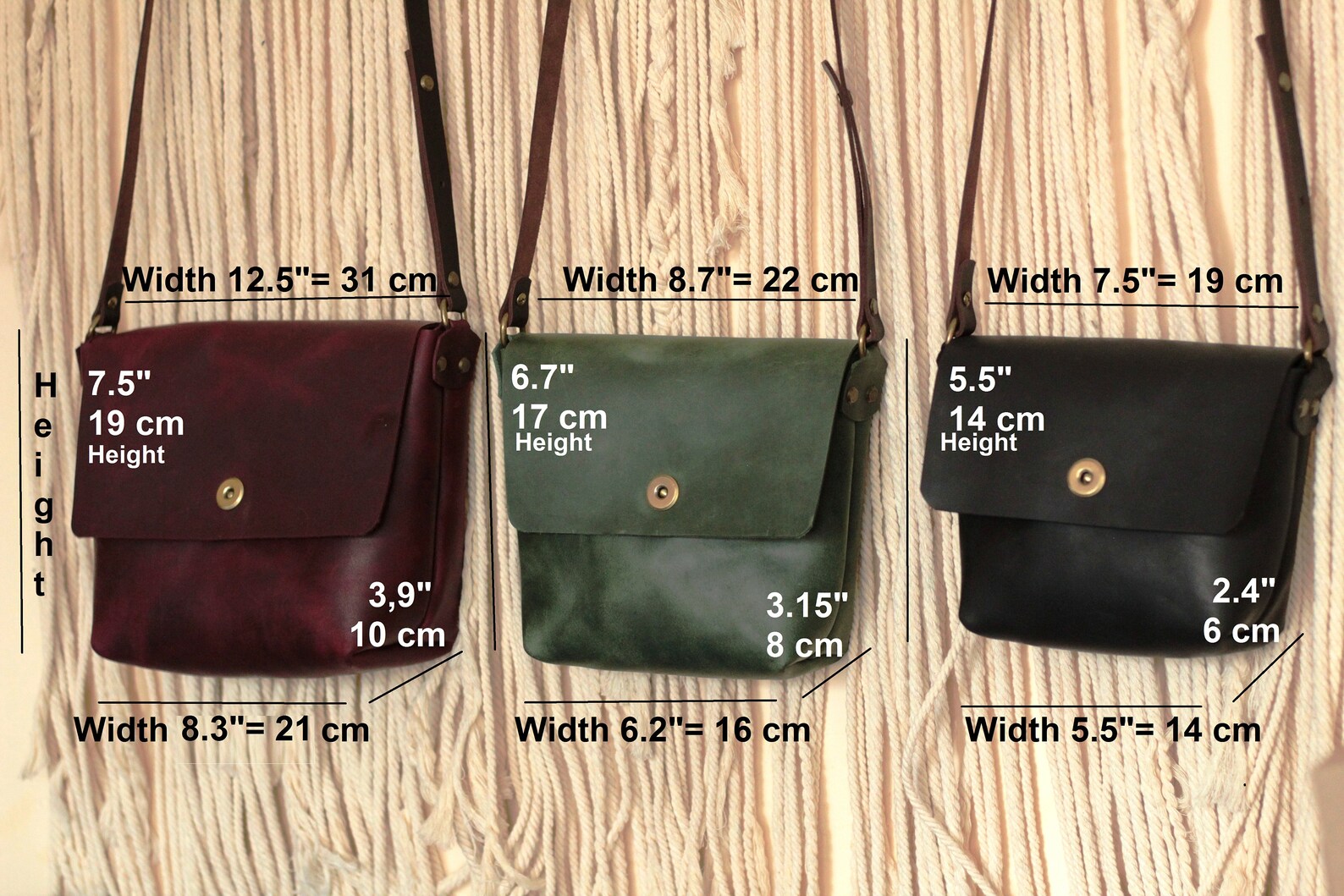 Dark Brown Leather Crossbody Bag. Small Minimalist Leather | Etsy