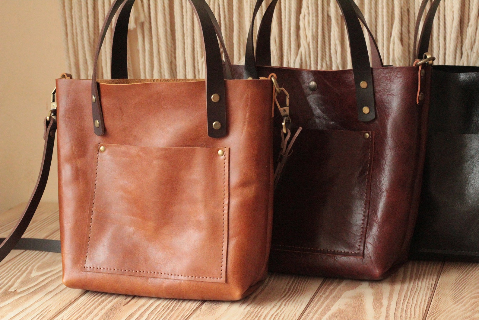 Leather shopper bag Leather tote bag Handmade bag Large tote | Etsy