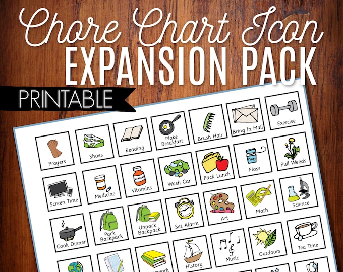 Daily Responsibilities, Chore Chart Icons EXPANSION PACK, Printable ...