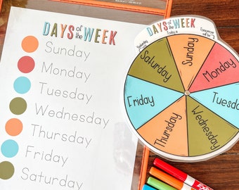 Montessori Days of the Week Wheel & Tracing Worksheet, Homeschool ...