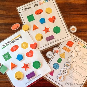 Shapes Activities Bundle, Printable Shape Game, Preschool Shapes, 3D ...