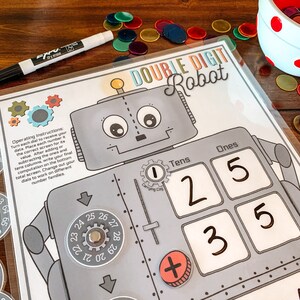 Double Digit Robot, Printable Math Activity, Elementary Math, Addition ...