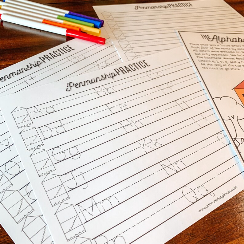 Alphabet House Printable Penmanship Practice Mini Poster - Etsy
