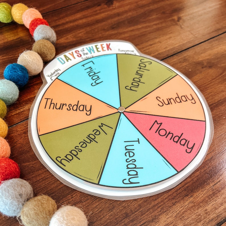 Days of the Week Printable Wheel Circle Time Calendar - Etsy