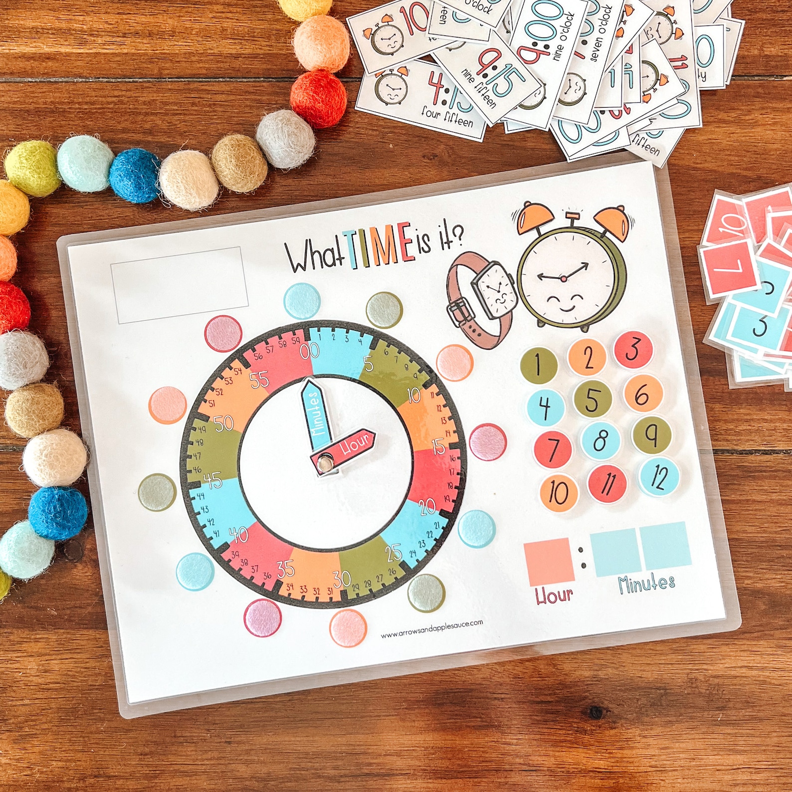 Kids Clock, Learn to Tell Time, Printable Learning Game, Homeschool ...