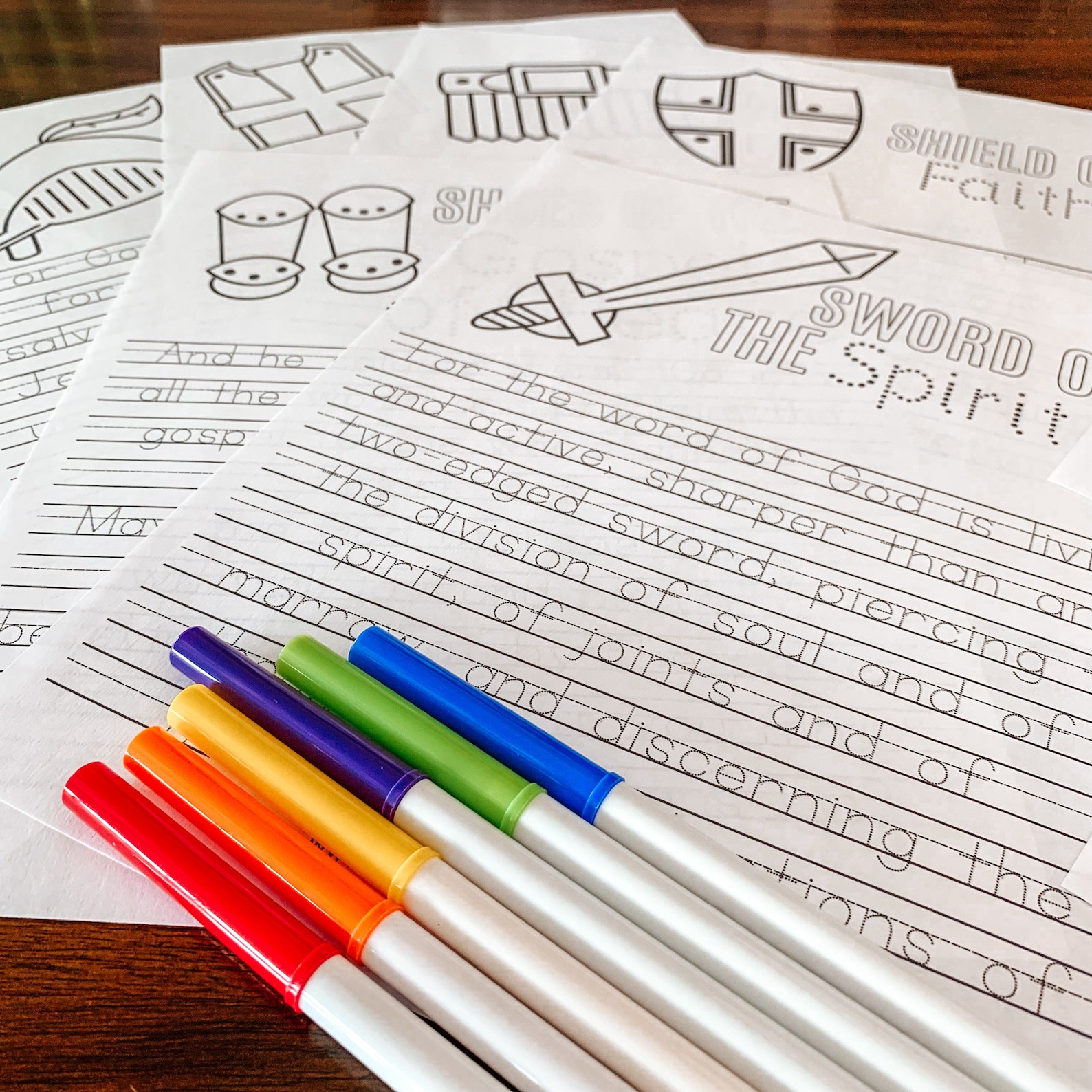 Armor of God Trace and Color Activity Set, Coloring Pages, Bible Verse ...