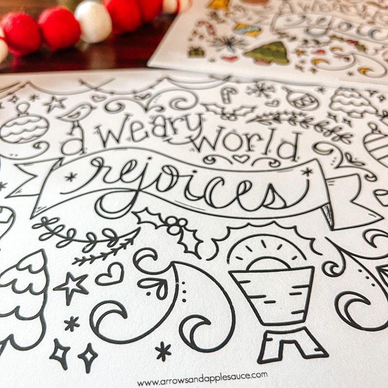 Christmas Art Print, Printable Coloring Page, Oh Holy Night, Weary ...