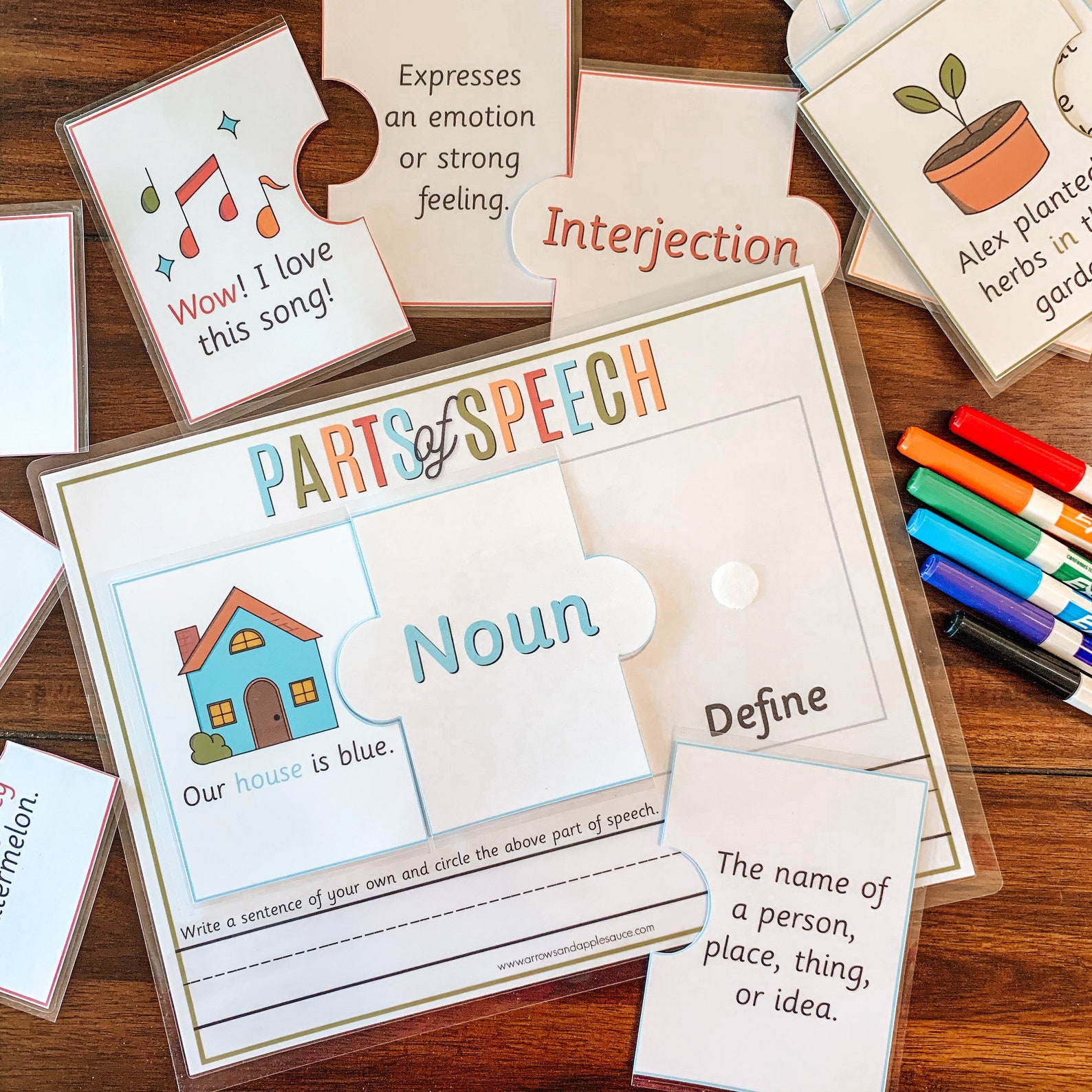 Parts of Speech Activity, Printable Grammar Game, Kids Language Arts ...