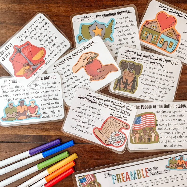 Preamble to the Constitution Printable Activity Pack United - Etsy