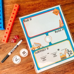 Subtraction Activity, Math Dice Game Printable, Homeschool Worksheet ...