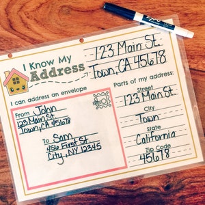Address Kids Activity Address Practice Homeschool Printable - Etsy