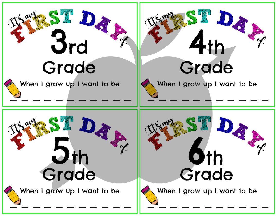 First Day of School Pre-k to 12th Grade Printable Sign, Photo Prop ...