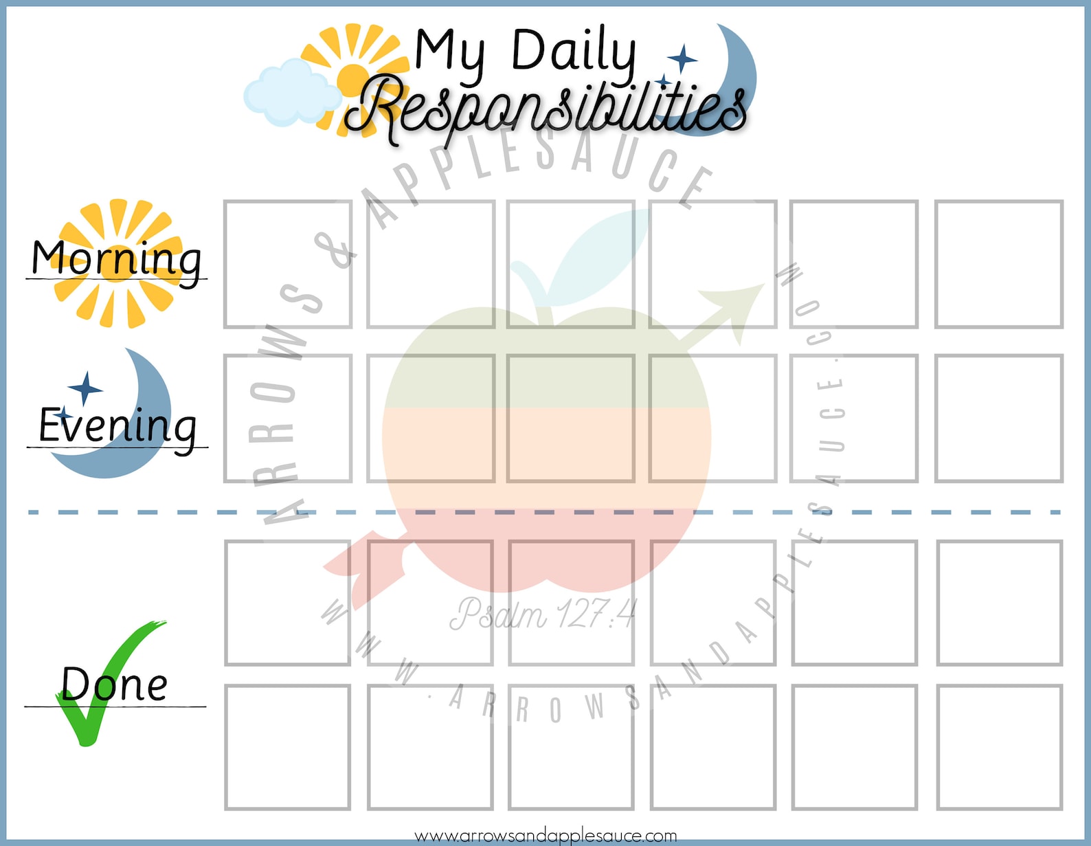 Kids Daily Responsibilities Chart, Printable Daily Routine, Chore Chart ...