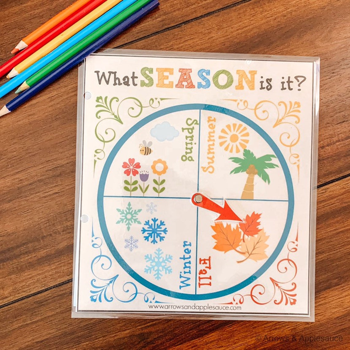 Seasons Wheel Printable Circle Time Learning Tool Spring | Etsy