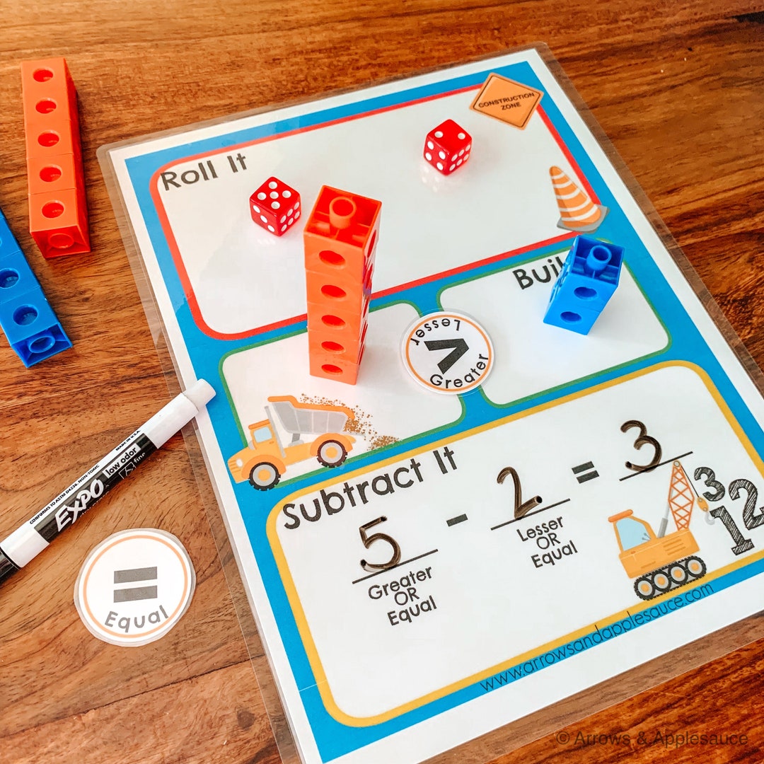 Subtraction Activity, Math Dice Game Printable, Homeschool Worksheet ...