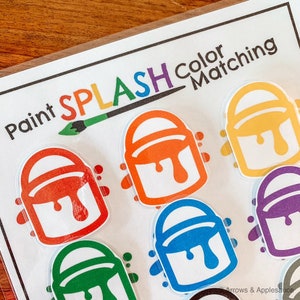 Color Sorting Matching Paint Splash Game, Printable Toddler Preschool ...