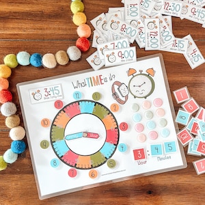 Kids Clock, Learn to Tell Time, Printable Learning Game, Homeschool ...