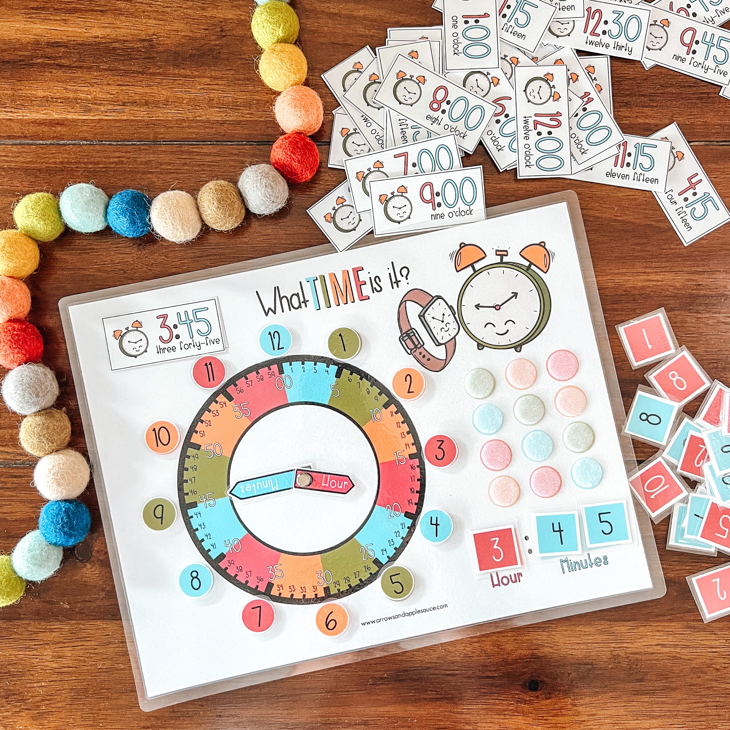 Kids Clock, Learn to Tell Time, Printable Learning Game, Homeschool ...