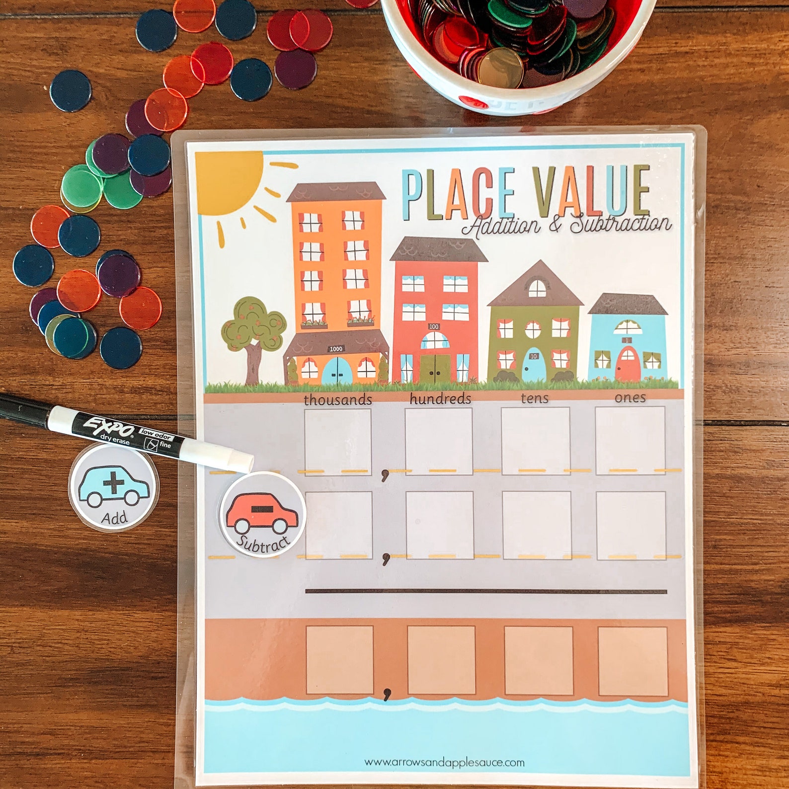 Place Value BUNDLE, Printable Place Value Village and Math Worksheet ...
