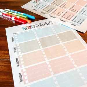Editable Weekly Checklist, Student Calendar, To-do List, Task Chart ...