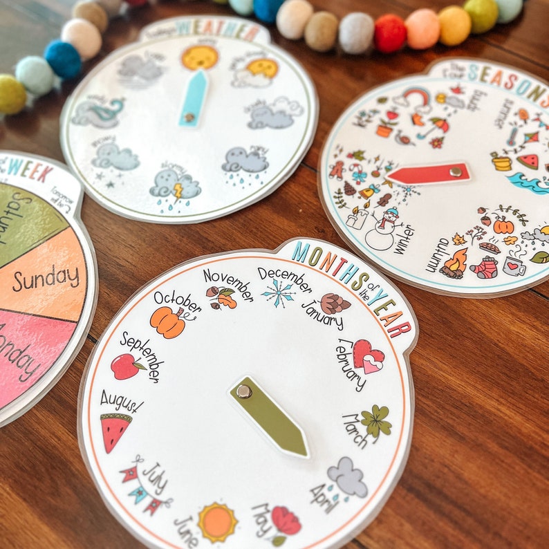 Calendar Wheels, Printable Hands on Morning Activities, Preschool Daily ...