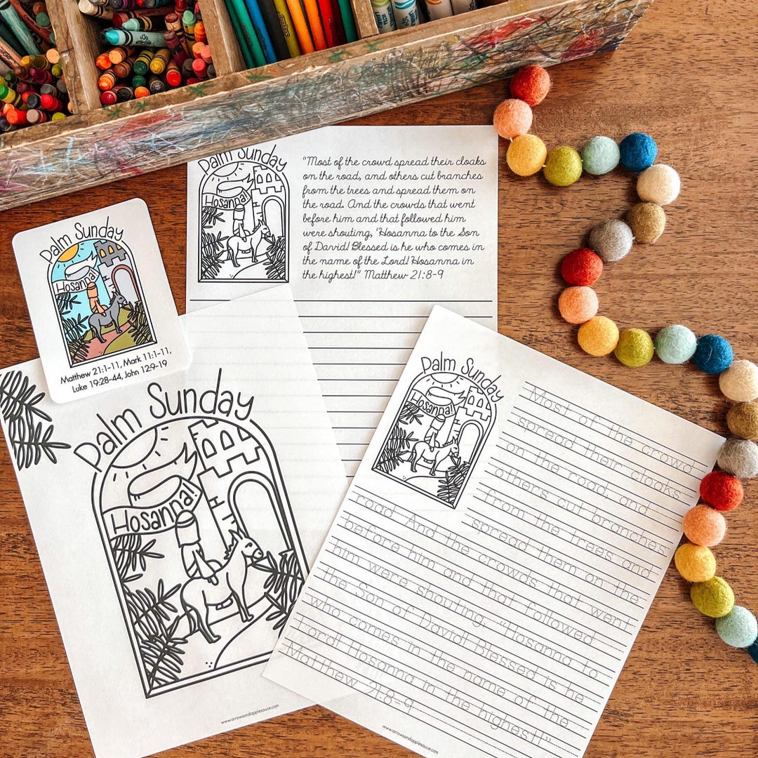 Easter Holy Week Kids Bible Study Guide, Easter Coloring, Penmanship ...