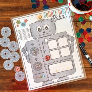 Double Digit Robot, Printable Math Activity, Elementary Math, Addition ...