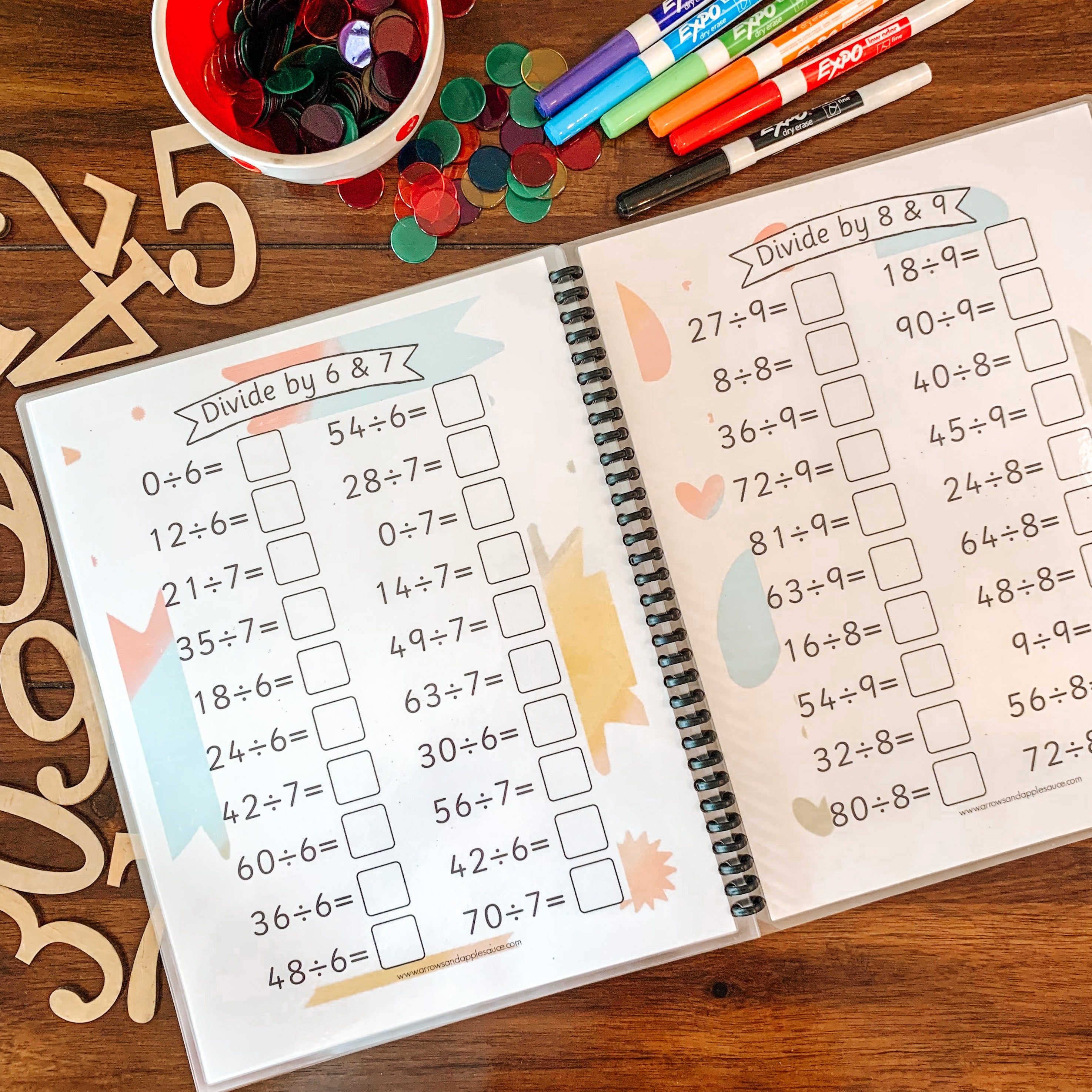 Multiplication and Division, Math Facts Printable Workbook, Elementary ...