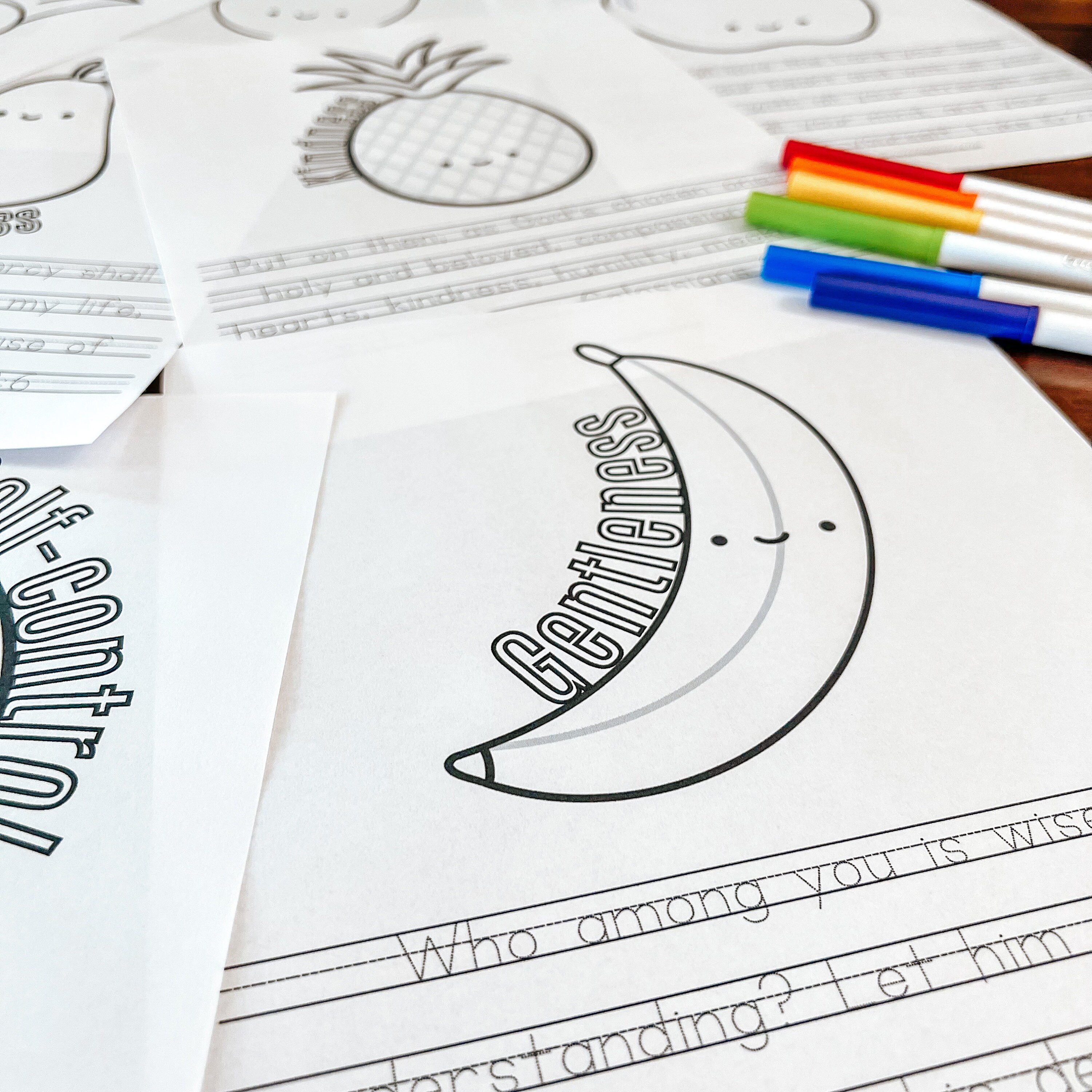 Fruit of the Spirit Cursive Verse Tracing and Coloring Pages - Etsy UK