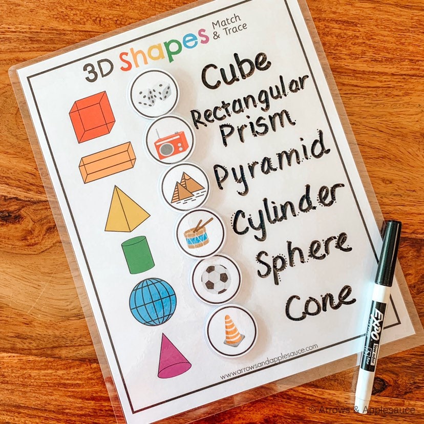 3D Shapes Printable Matching Game Three Dimensional Shape - Etsy Canada