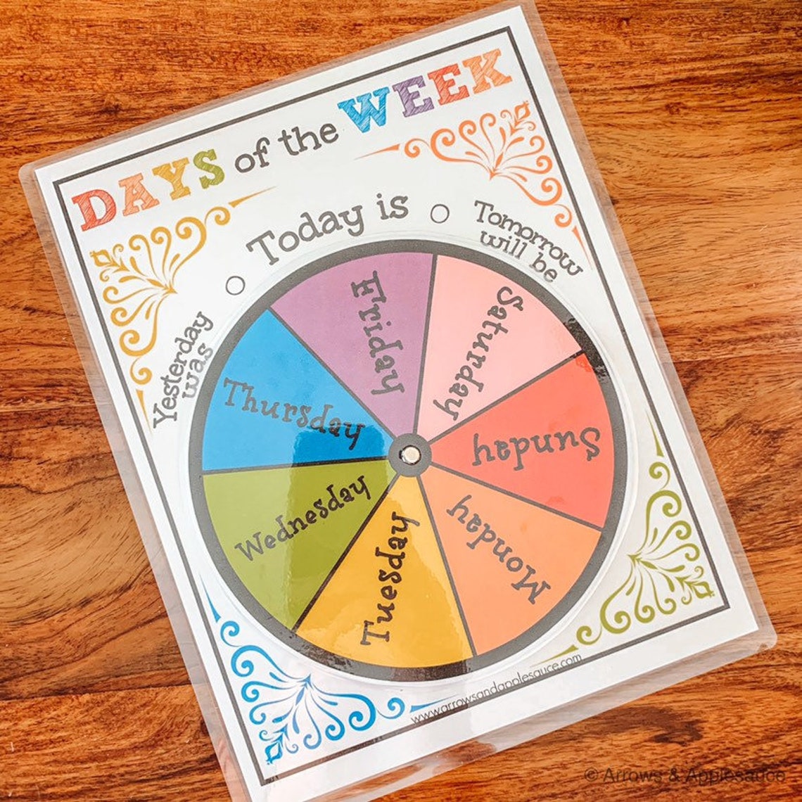 Days Of The Week Printable Wheel Circle Time Calendar | Etsy