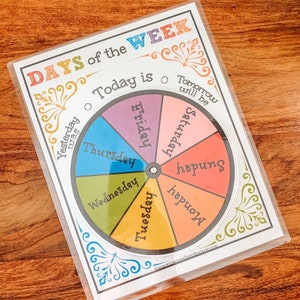Days of the Week Printable Wheel Circle Time Calendar | Etsy