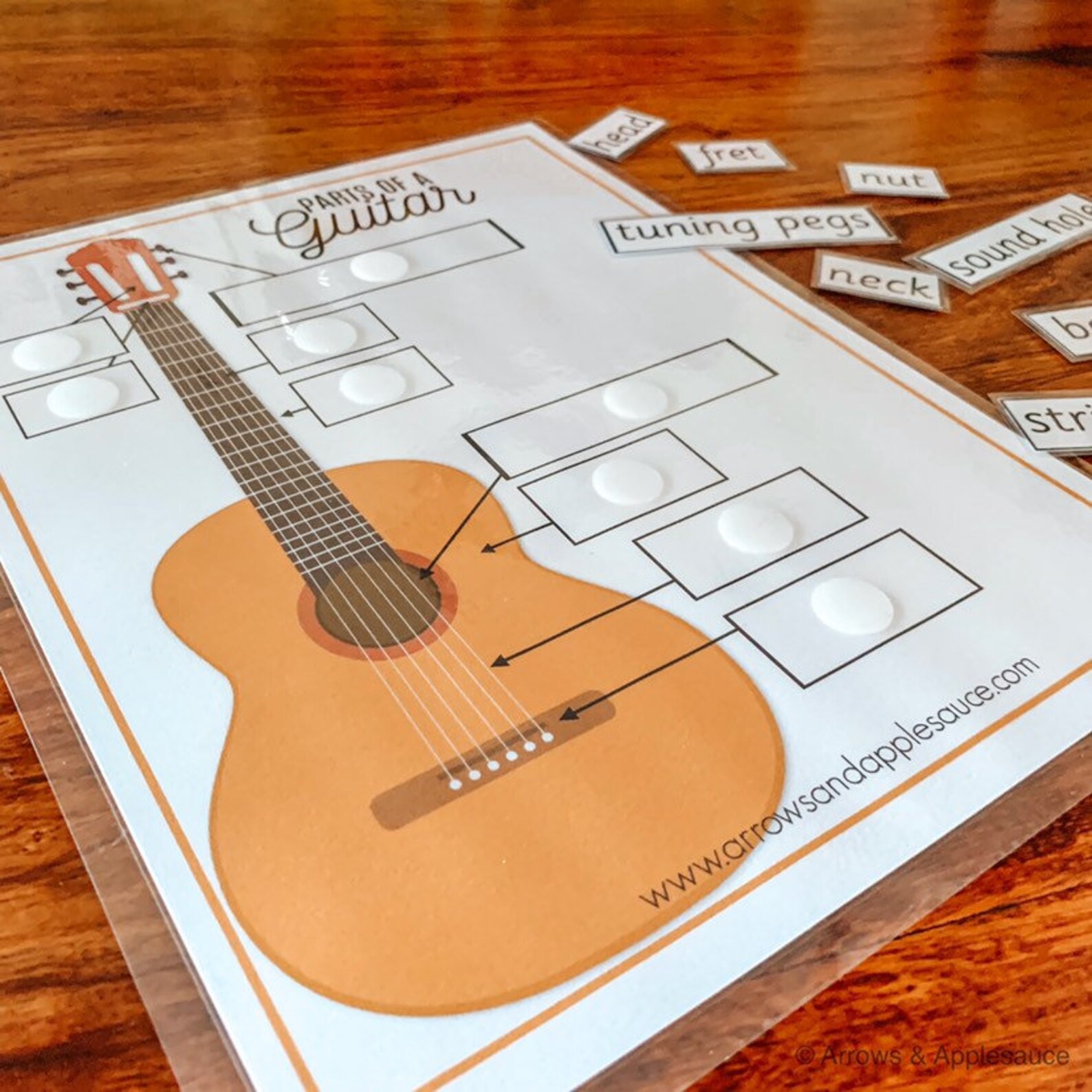 Guitar Parts Printable Memory Game, Learning Guitar, Beginner Acoustic ...